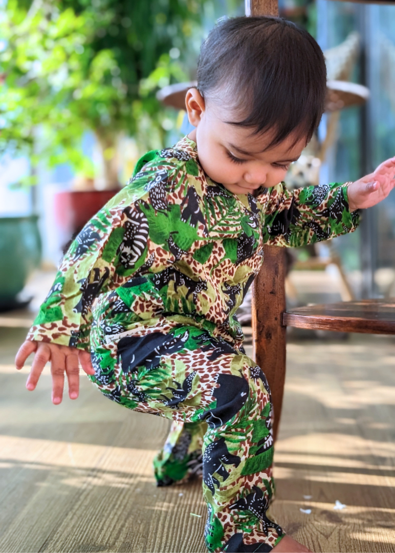Tura Turi Kimono style Baby Co-ord, Jhabla Pajama set | Safari