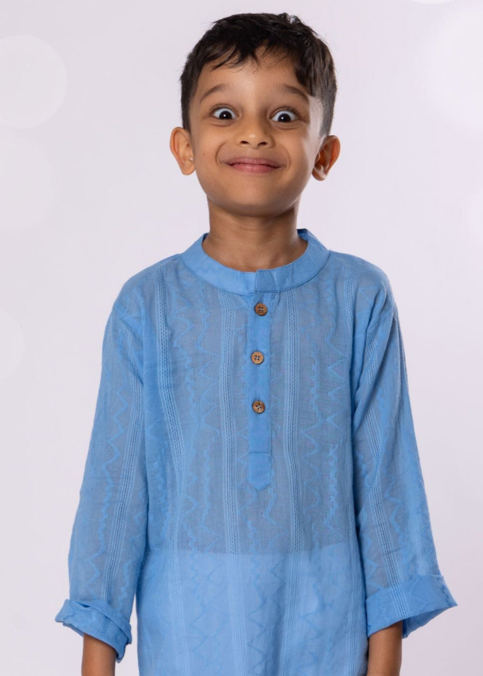 Tura Turi | Boys, Men Cotton Malmal Kurta | Indian Lotus, Blue